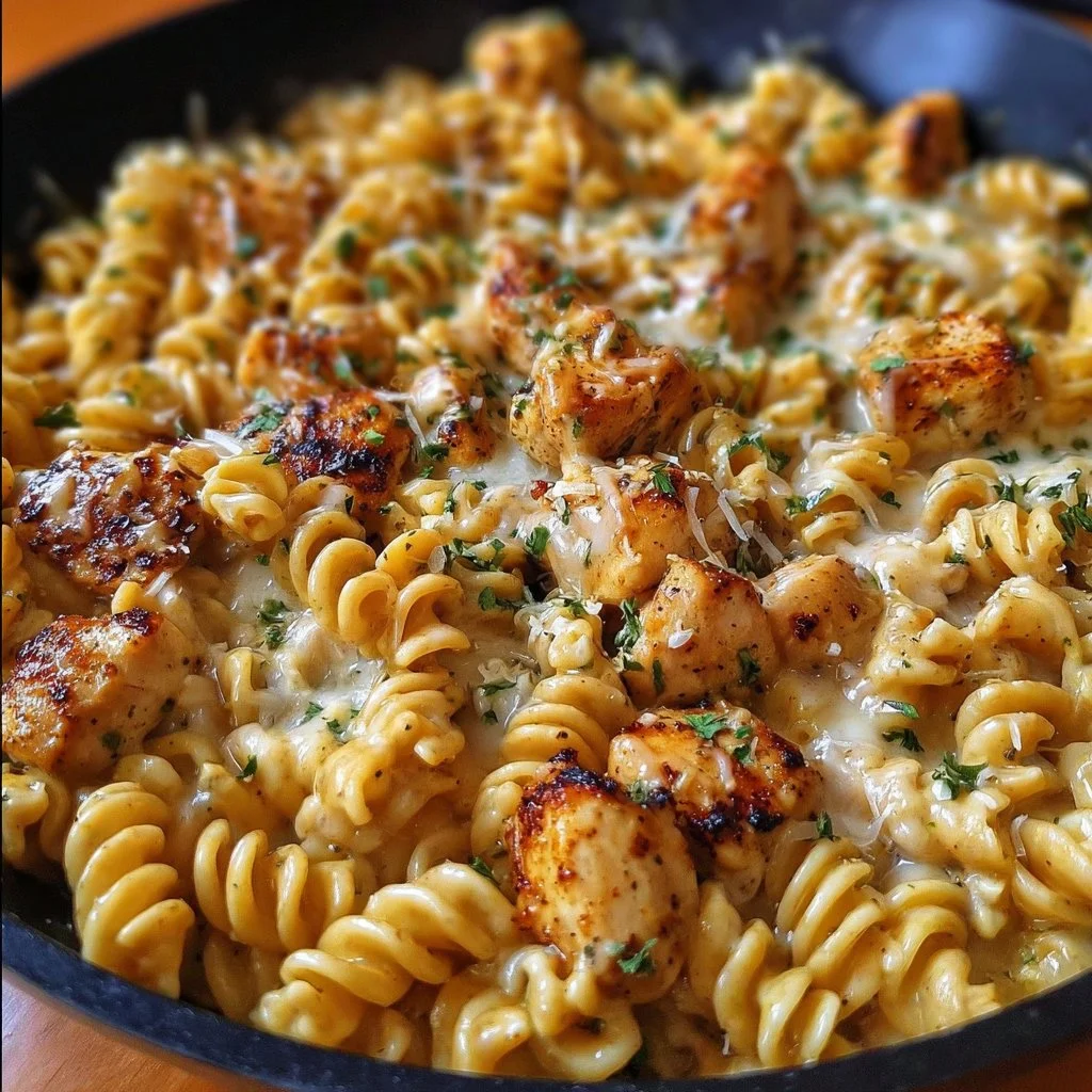 Cheesy Cajun Garlic Chicken Rotini Skillet Recipe