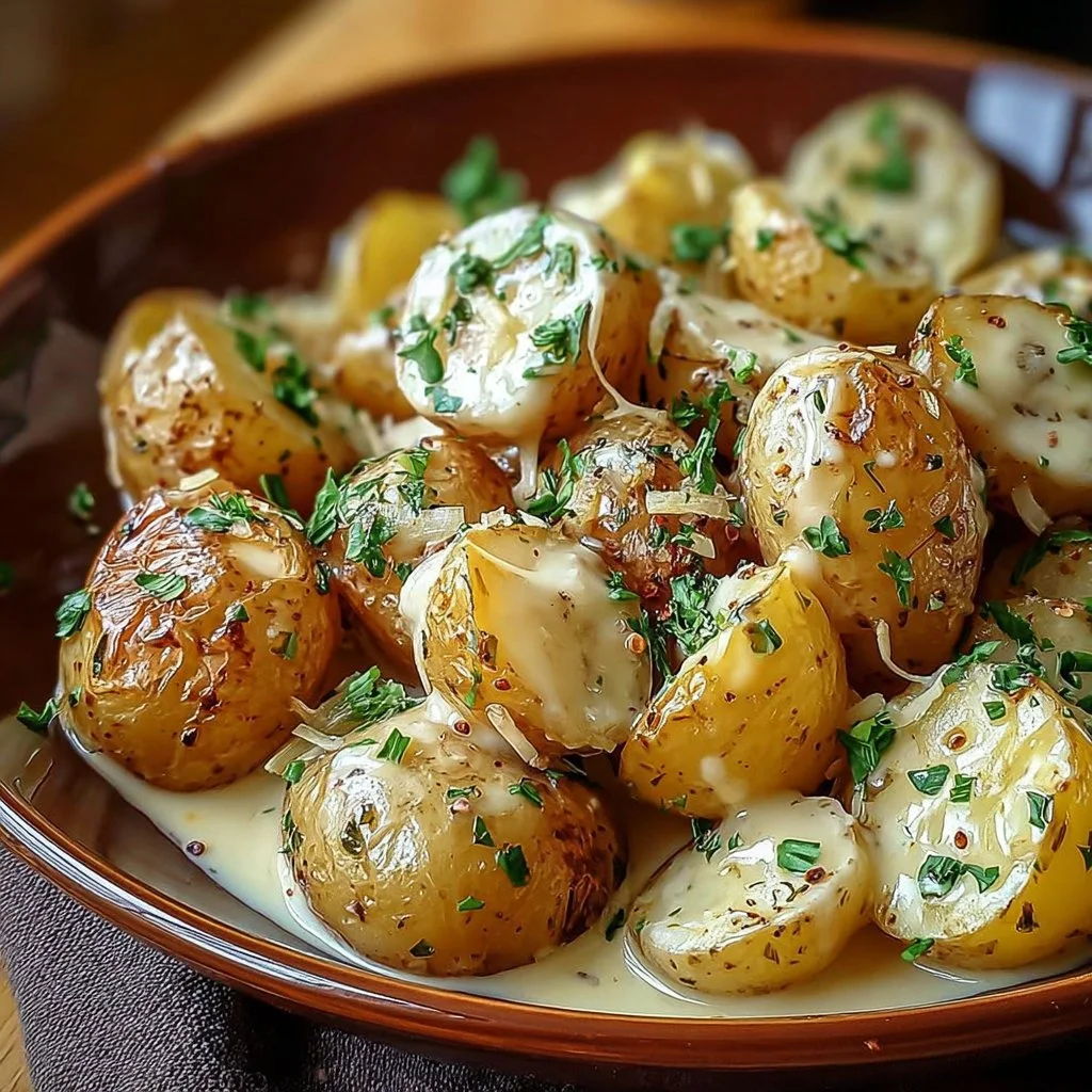 Creamy Garlic Baby Potatoes