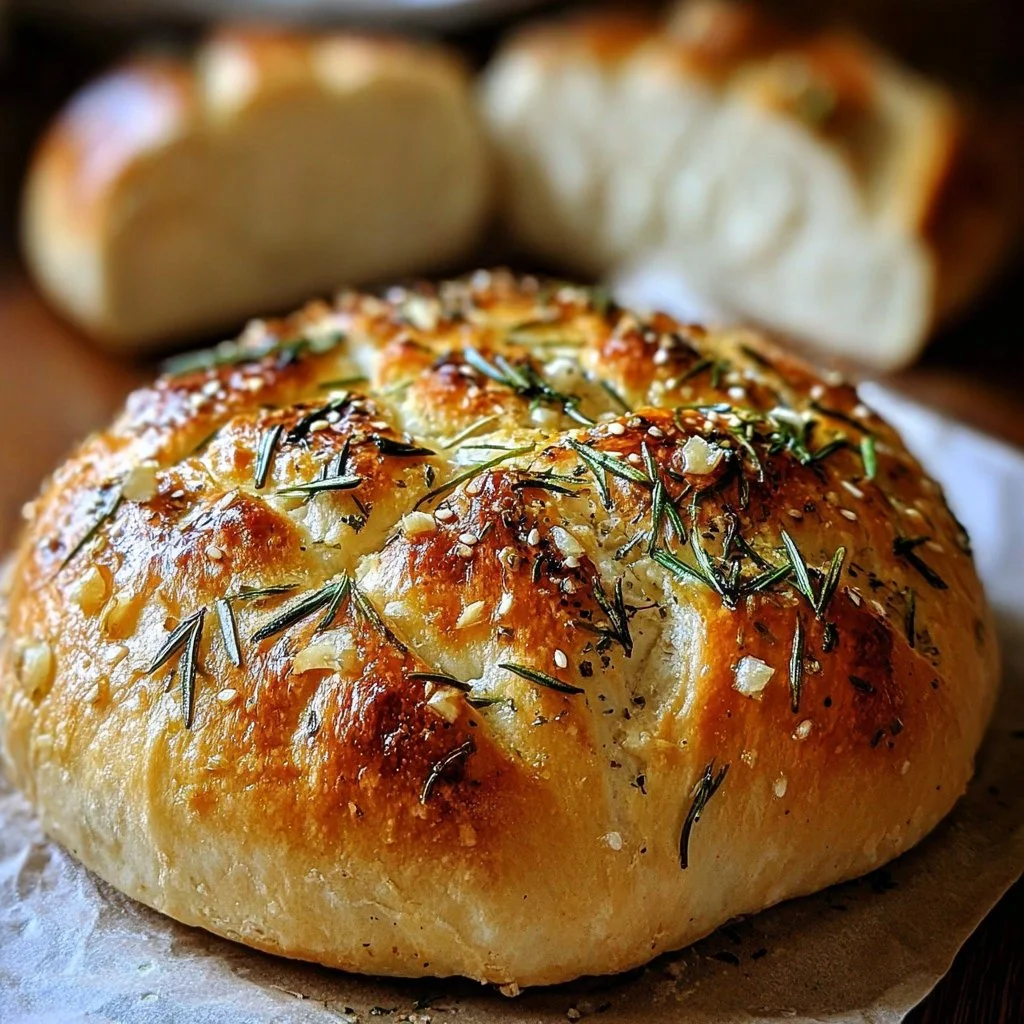 Easy Roasted Garlic Rosemary Artisan Bread – The Best Homemade Loaf
