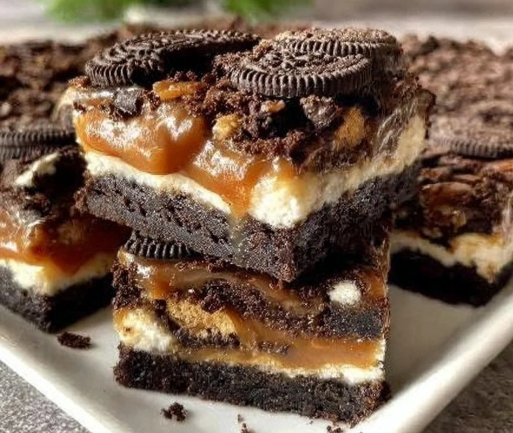 4-Ingredient Oreo Caramel Crunch Bars