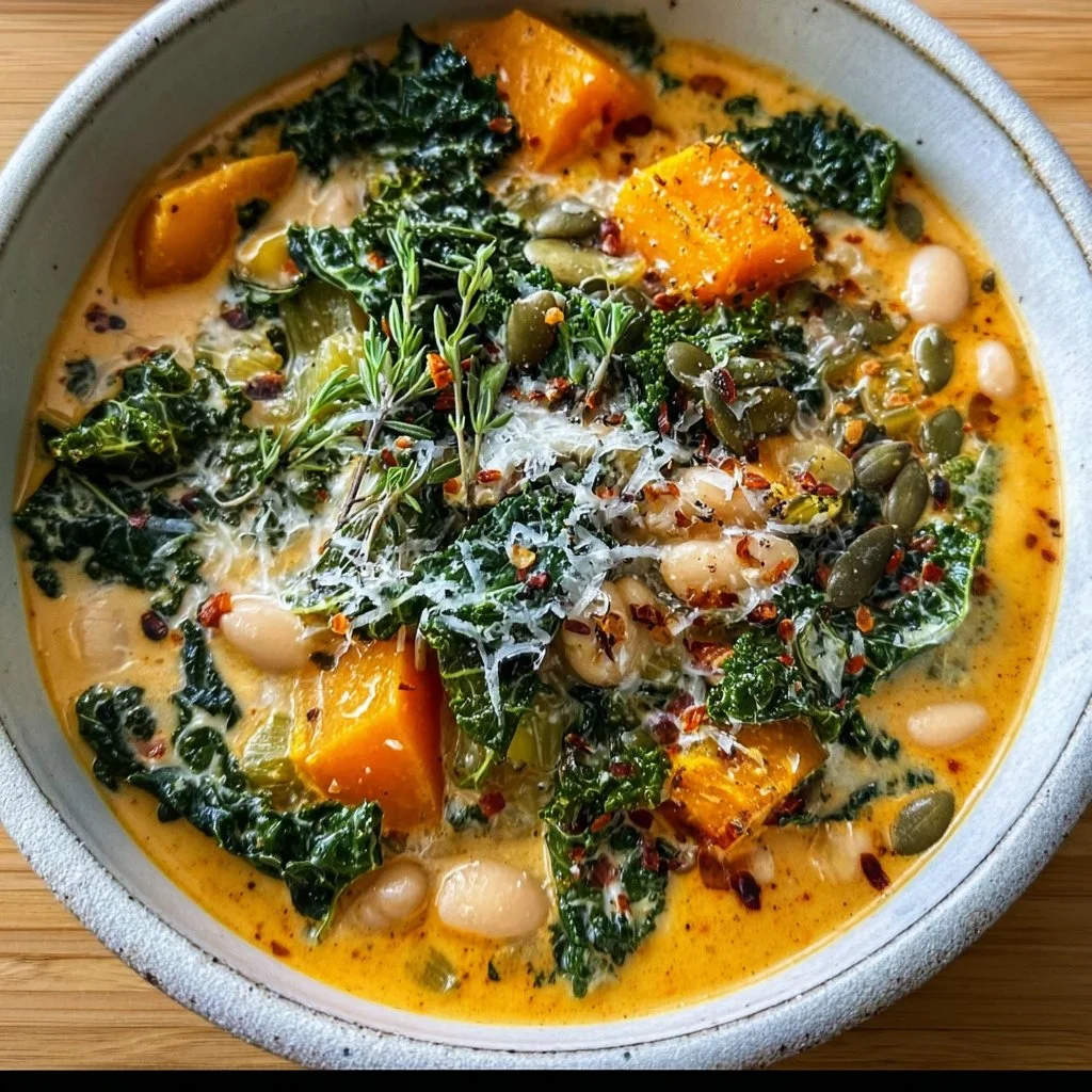 Butternut Squash, Kale, and White Bean Soup