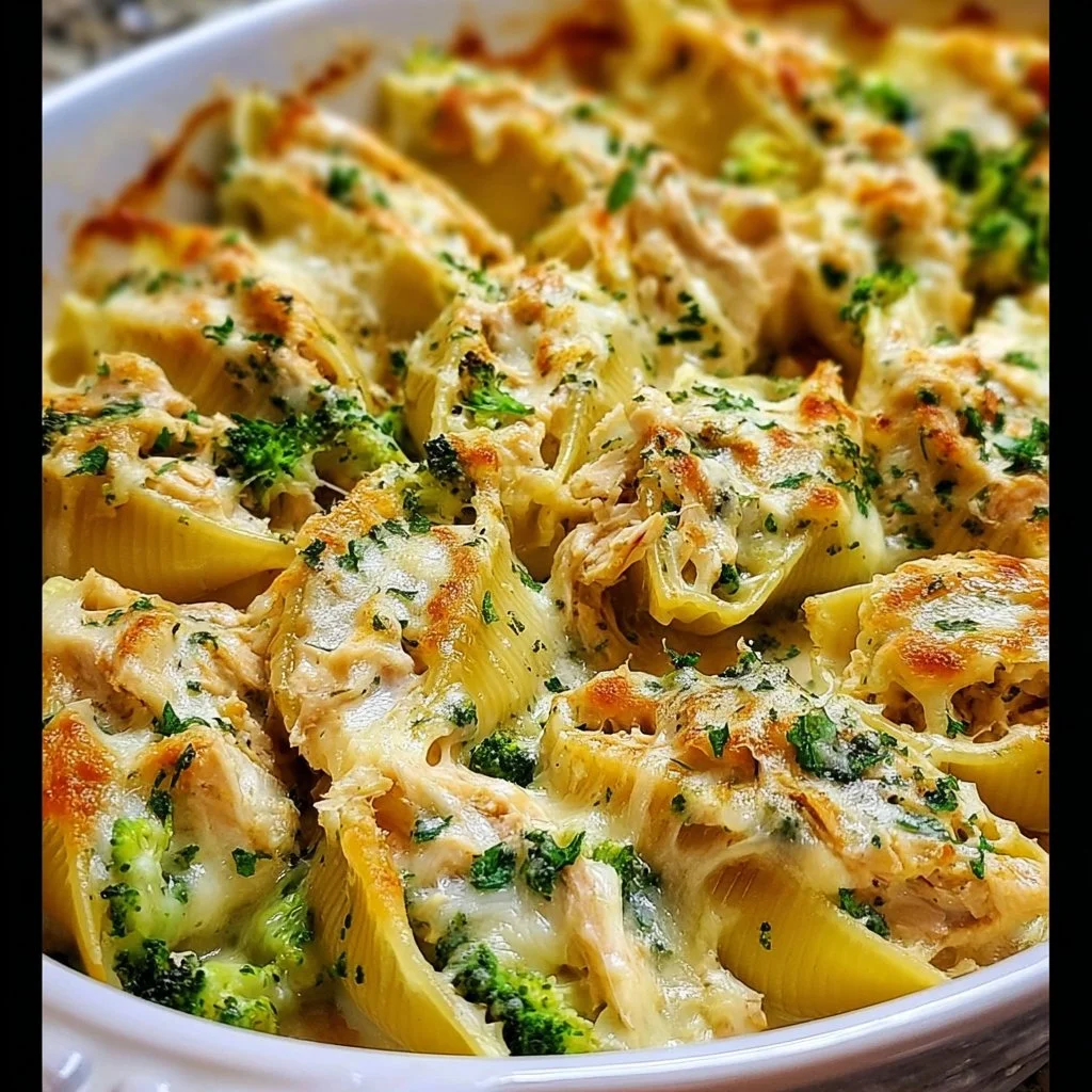 Chicken & Broccoli Alfredo Stuffed Shells