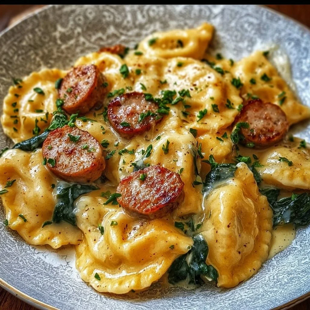 Creamy Pierogi and Turkey Sausage Skillet