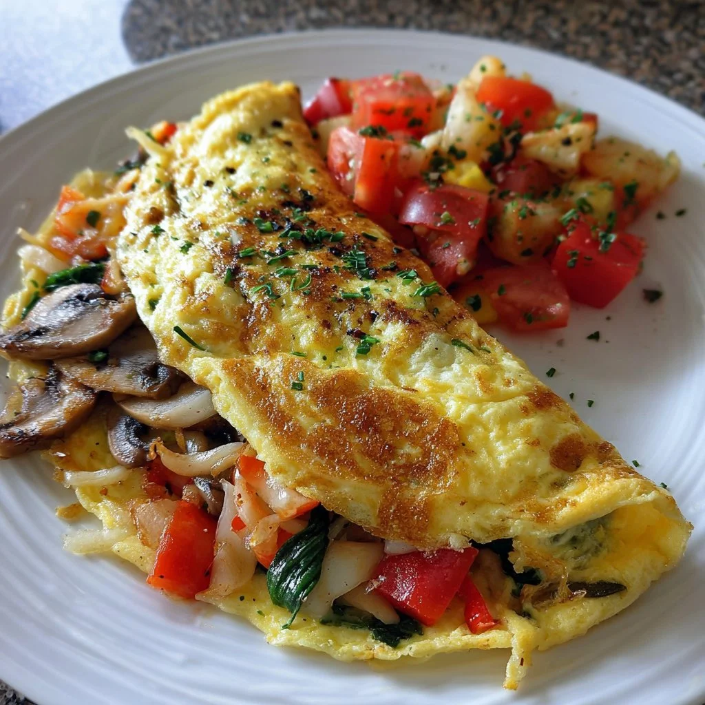 Easy Breakfast Omelette With Vegetables Recipe