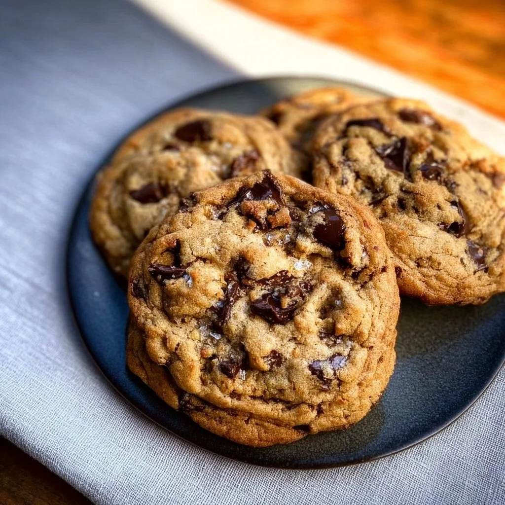 Gooey Bourbon Browned Butter Chocolate Chip Cookies