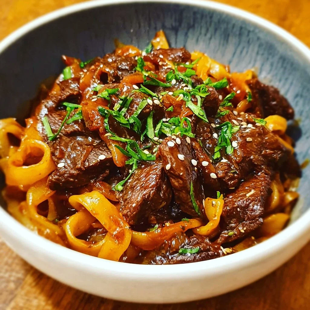 Slow Cooker Korean Beef Noodles Recipe