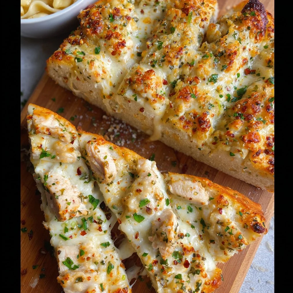 The Viral Chicken Alfredo Garlic Bread I'm Obsessed With